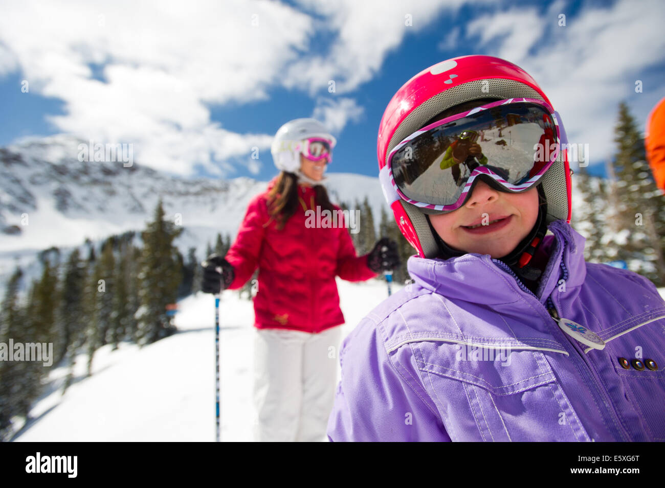 Lucy and Suzanne Weiss pose for a portrait in Snowbird, Utah Stock ...