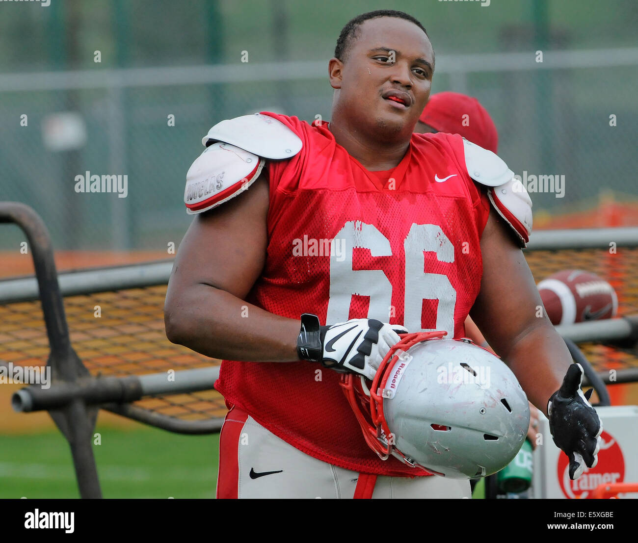 Ruidoso, NM, USA. 7th Aug, 2014. UNM offensive lineman LaMar Bratton ...