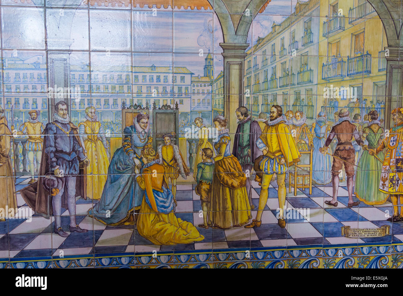 tiles painted ceramics, with motifs from the 15th century Stock Photo ...