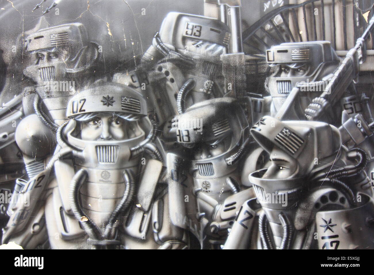 drawing on a wall of people in the future Stock Photo - Alamy