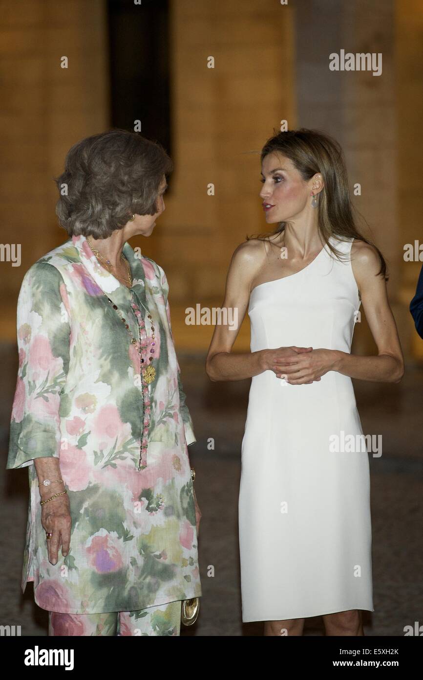 Madrid, Spain. 7th Aug, 2014. Queen Letizia of Spain and Queen Sofia of ...