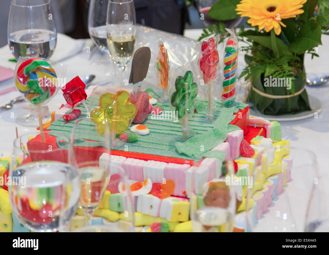 homemade cake base and candy colored clouds Stock Photo - Alamy