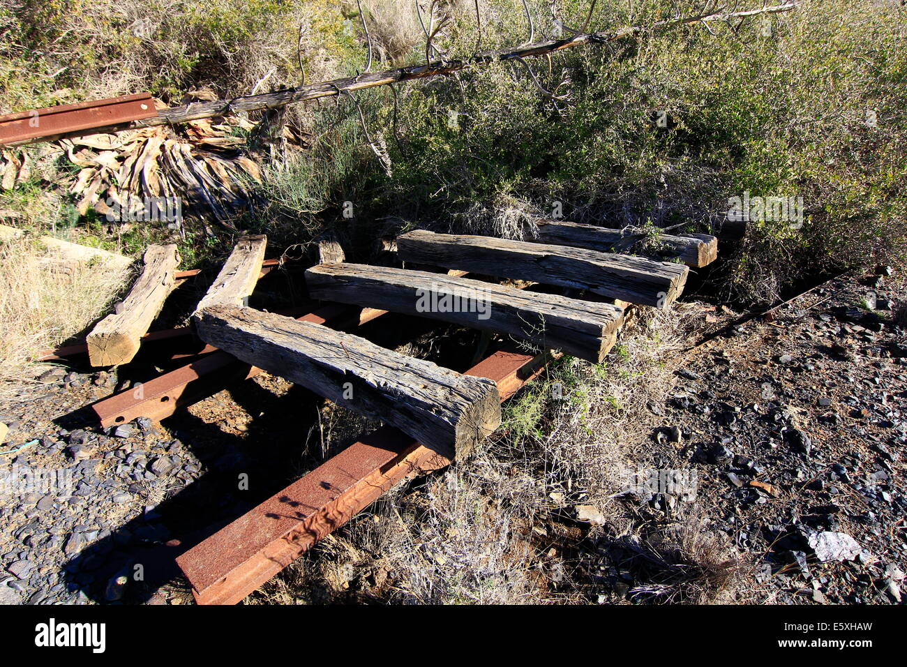 Rusty rails and abandoned coal mine Stock Photo - Alamy