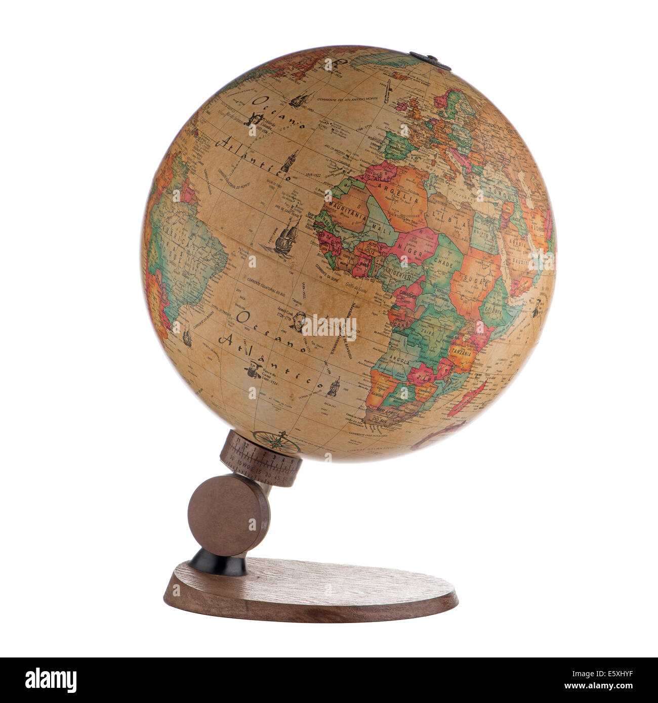 Old globe isolated on white background Stock Photo - Alamy