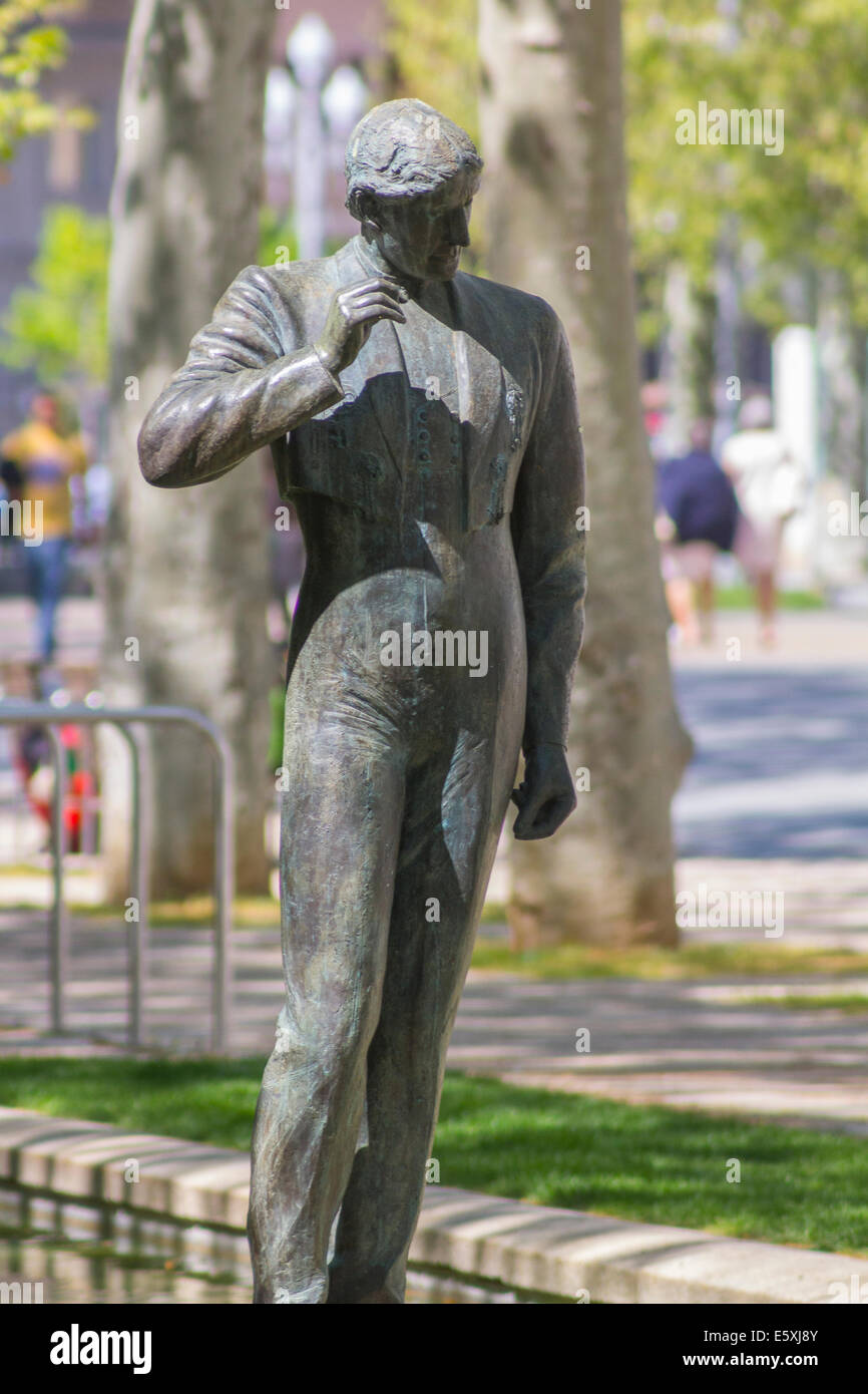 bronze sculpture of a bullfighter in a park Stock Photo - Alamy