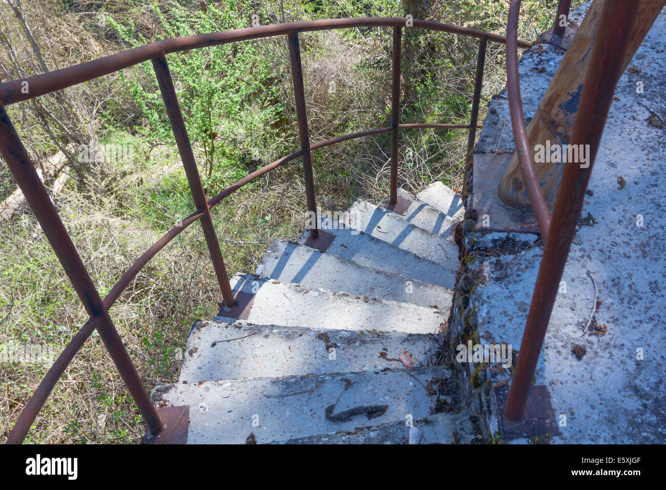 old rusty railing spiral staircase Stock Photo - Alamy