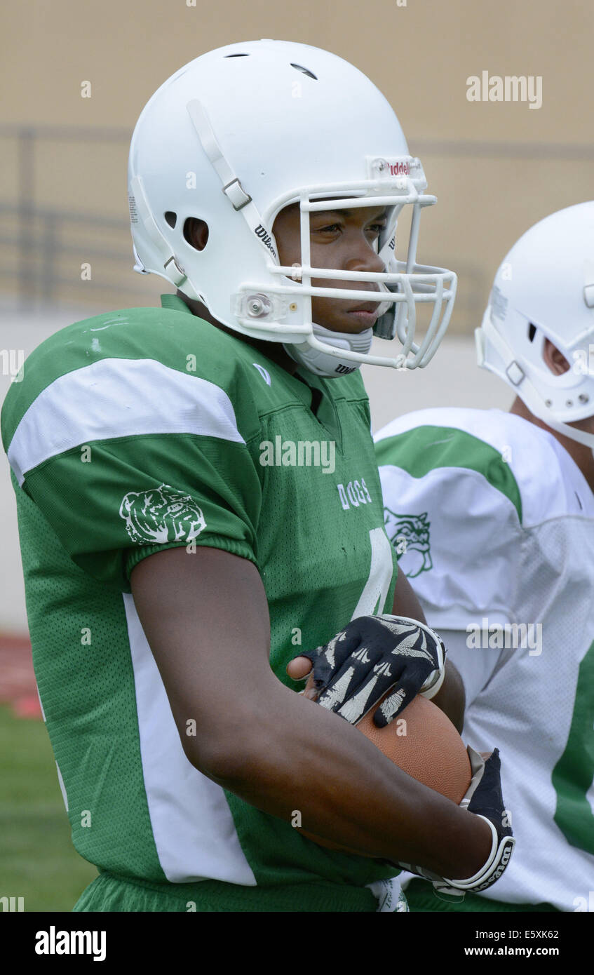 Usa. 7th Aug, 2014. SPORTS -- Albuquerque High's Aaron Williams during ...