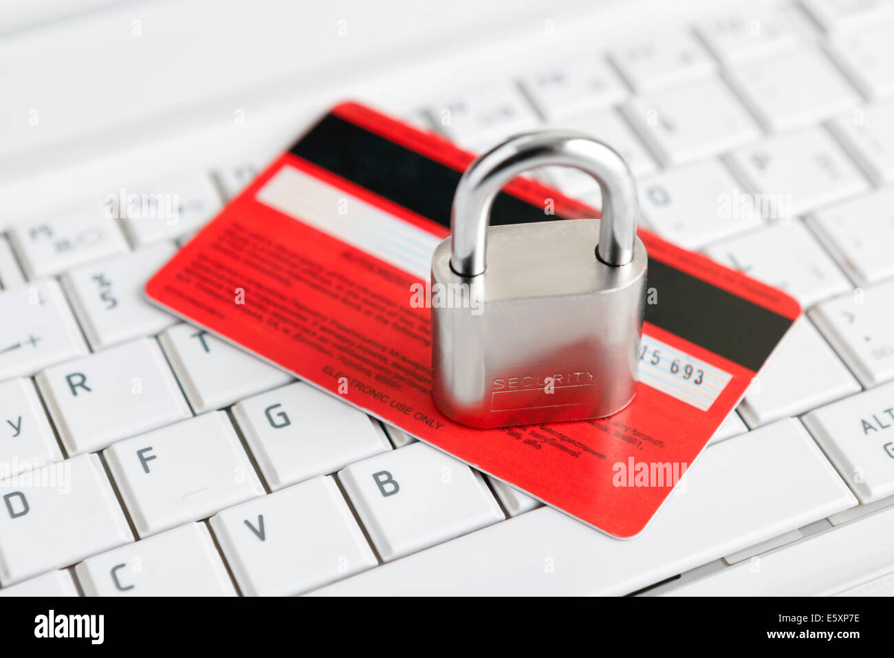Credit Card and padlock on keyboard - security, e-commerce concept ...