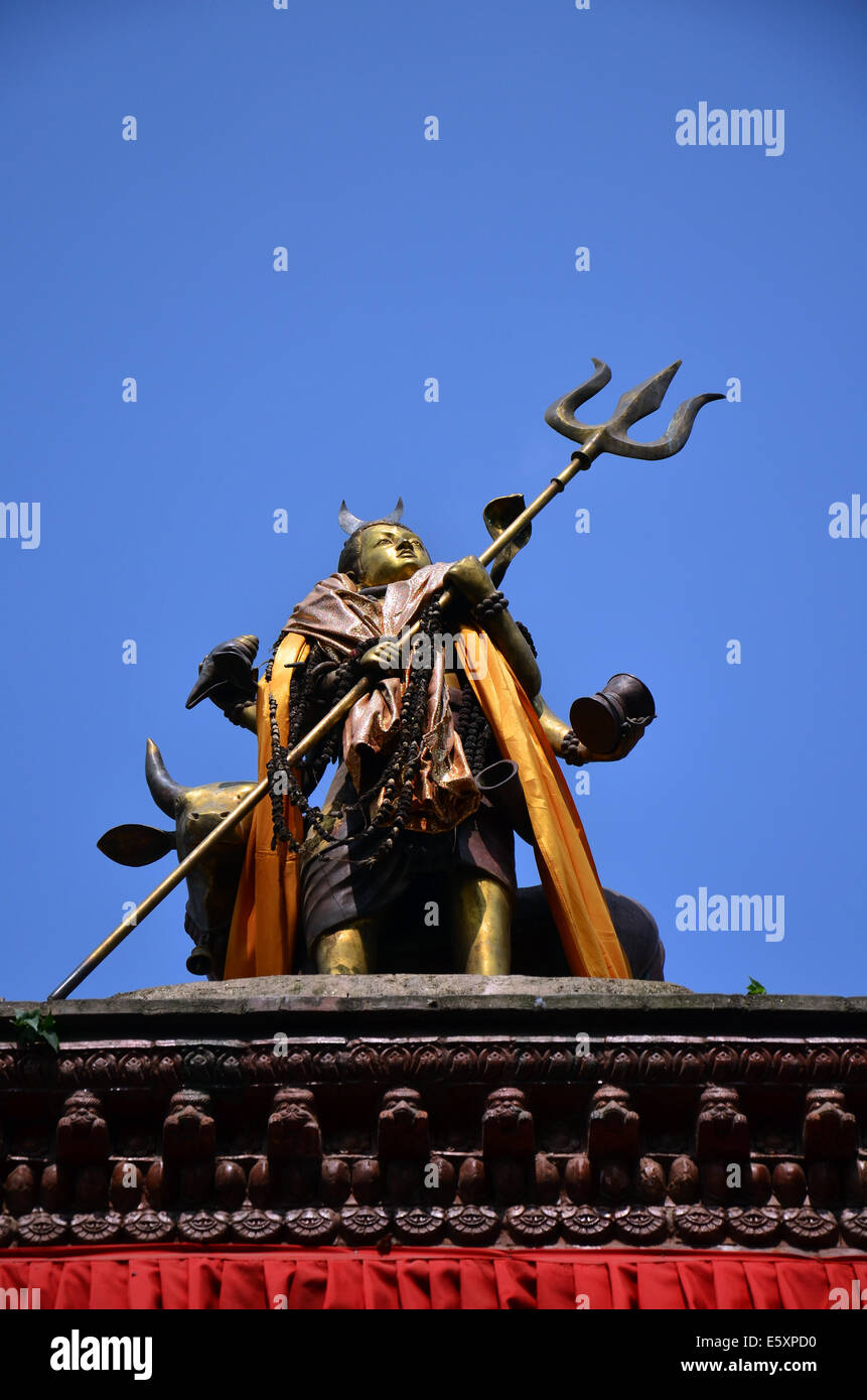 Shiva on roof of Hanuman Dhoka is a complex of structures with the ...