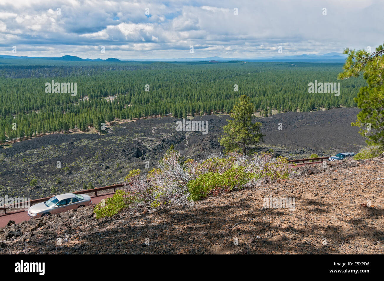 Oregon, Newberry National Volcanic Monument, Lava Butte, summit road ...