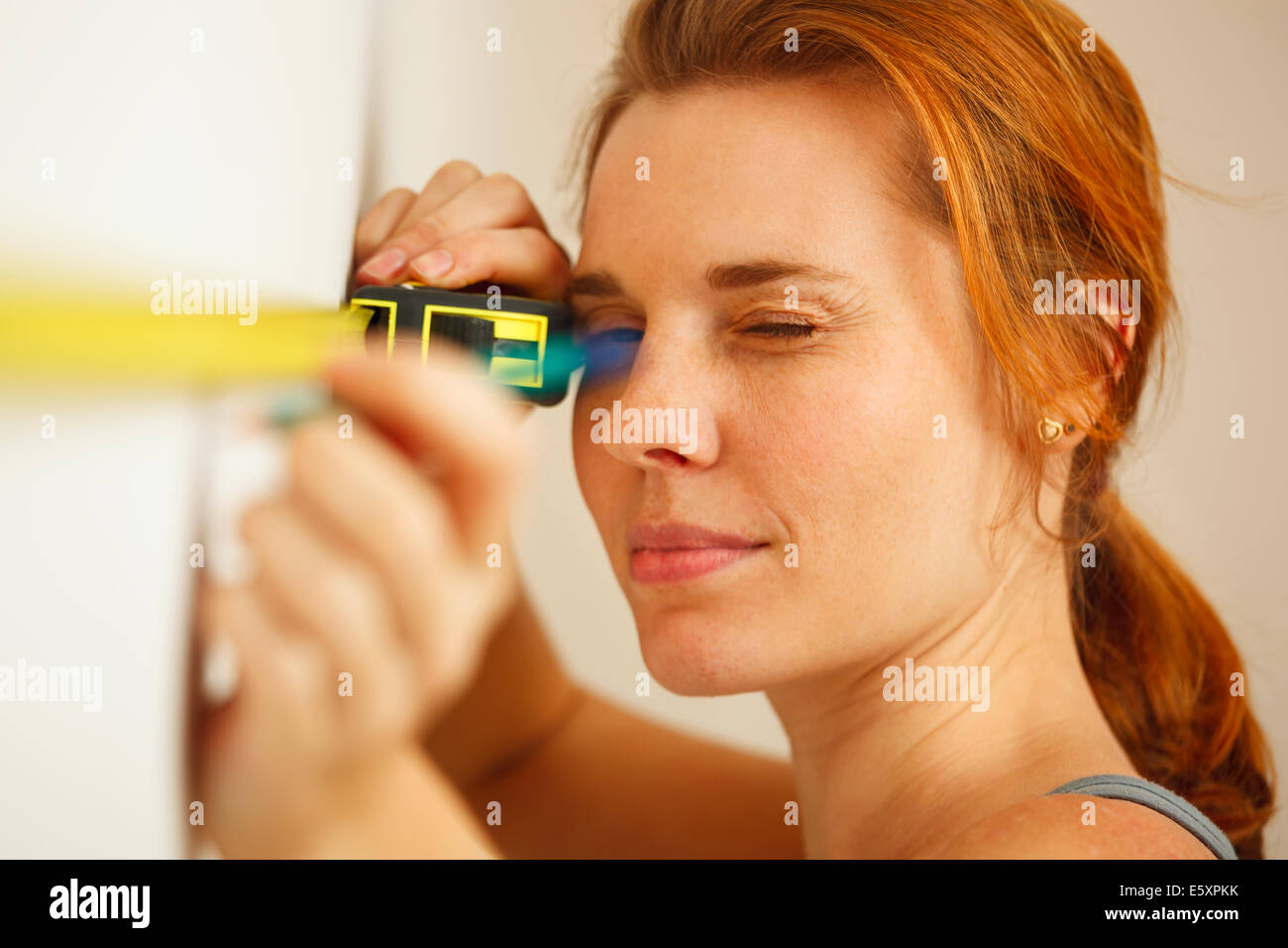 Woman measuring tape diy hi-res stock photography and images - Alamy