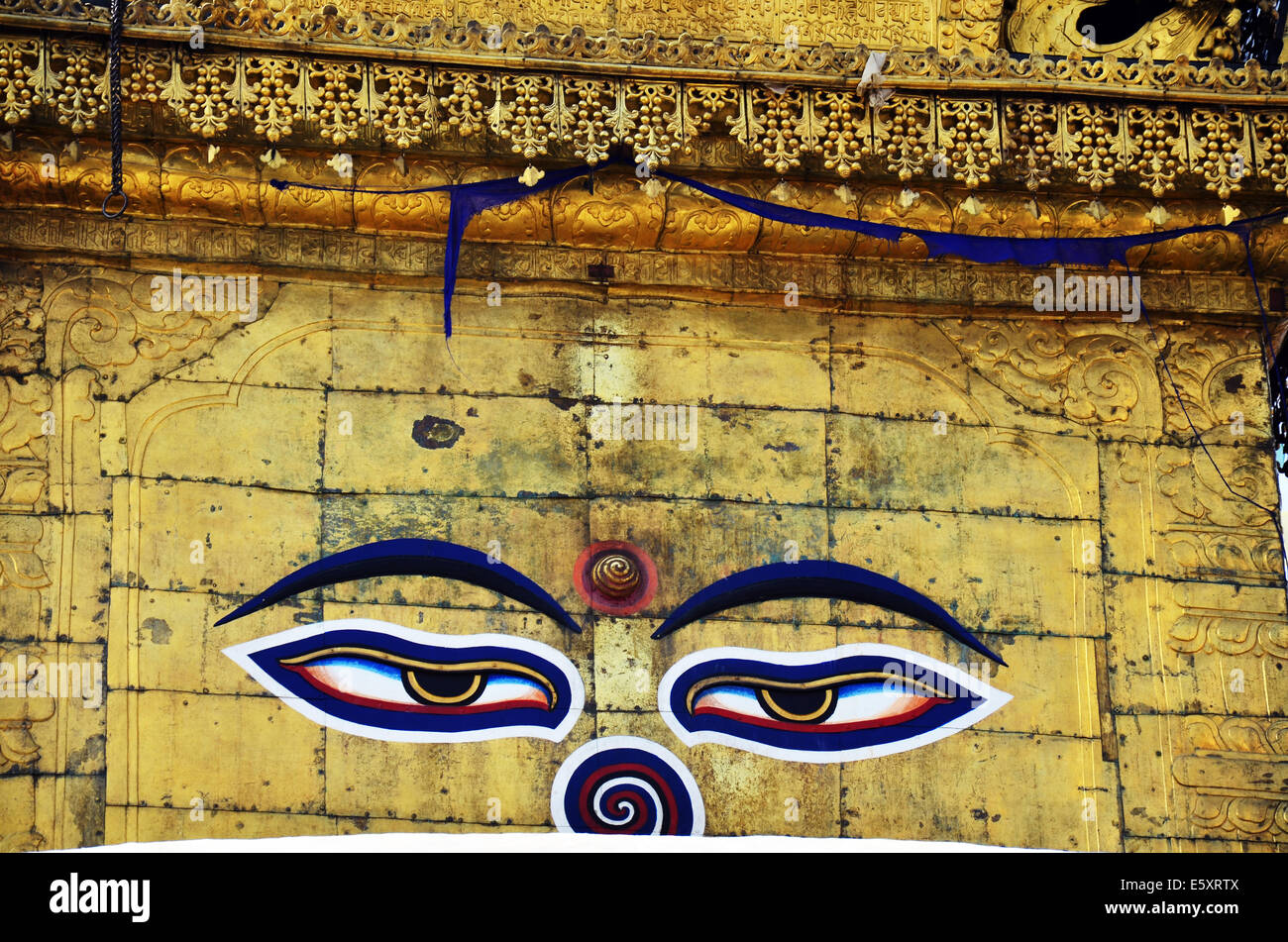 Buddha eyes or Wisdom eyes at Swayambhunath Temple or Monkey Temple ...