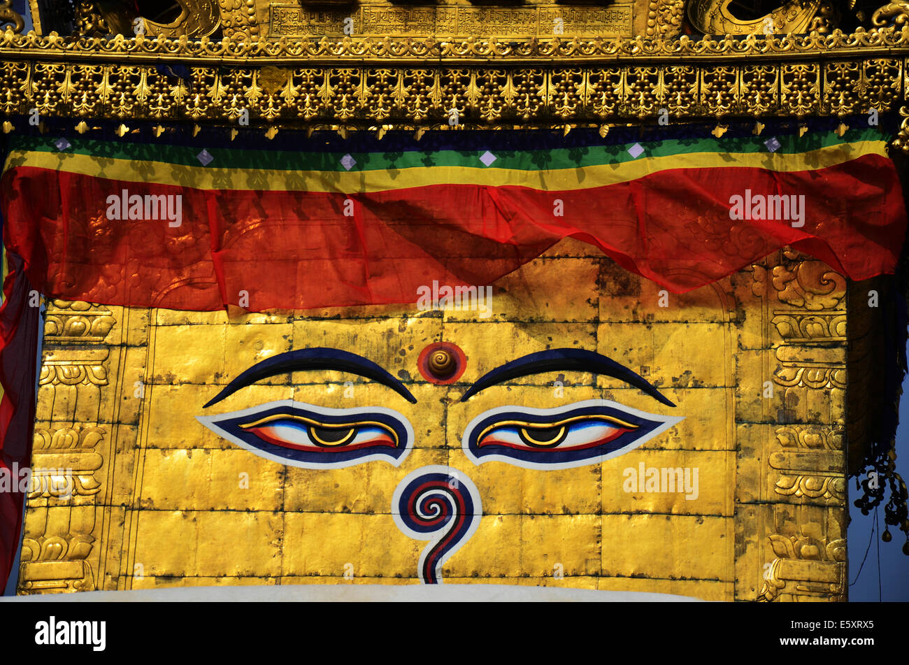 Buddha eyes or Wisdom eyes at Swayambhunath Temple or Monkey Temple ...