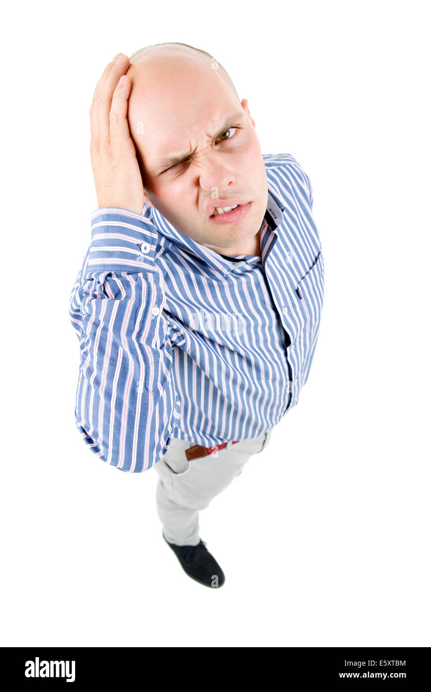 casual man full body with a headache, isolated Stock Photo - Alamy