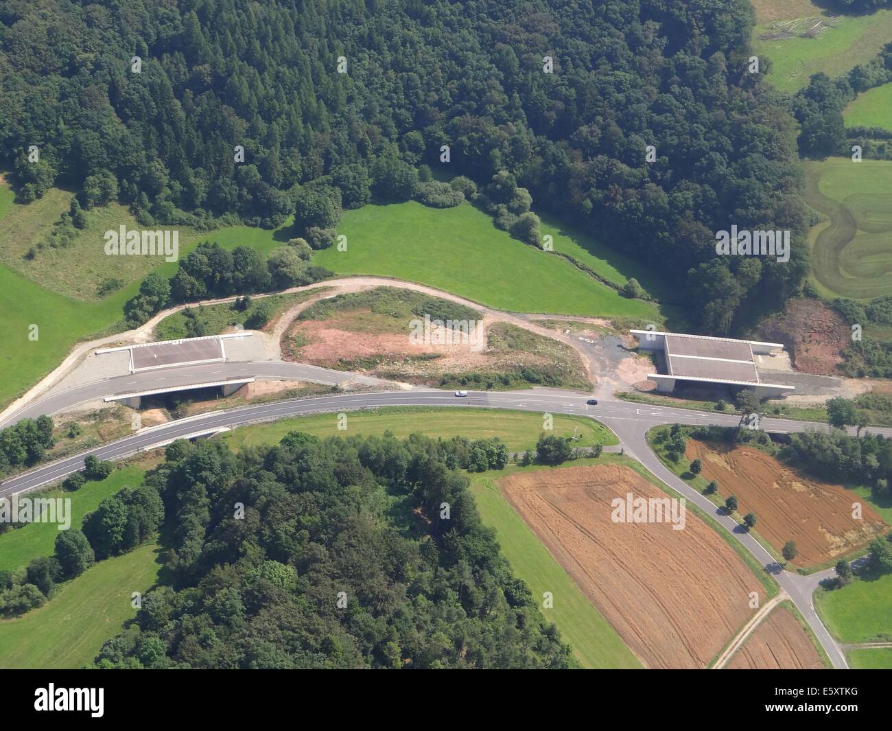 Aerial view of motorway A44 in Hesse - Germany - July 2014 Stock Photo ...