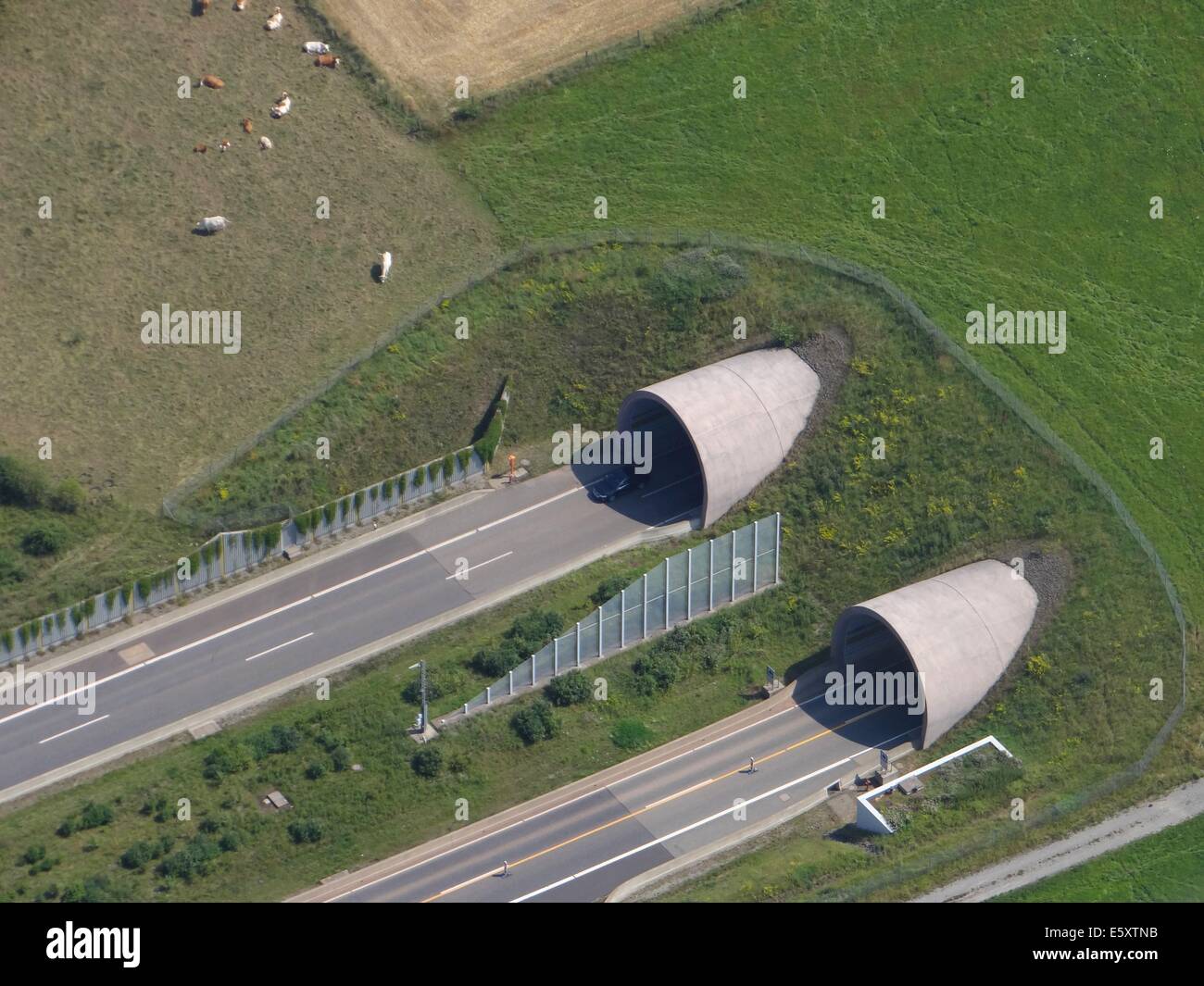 Aerial view of motorway A44 in Hesse - Germany - July 2014 Stock Photo ...