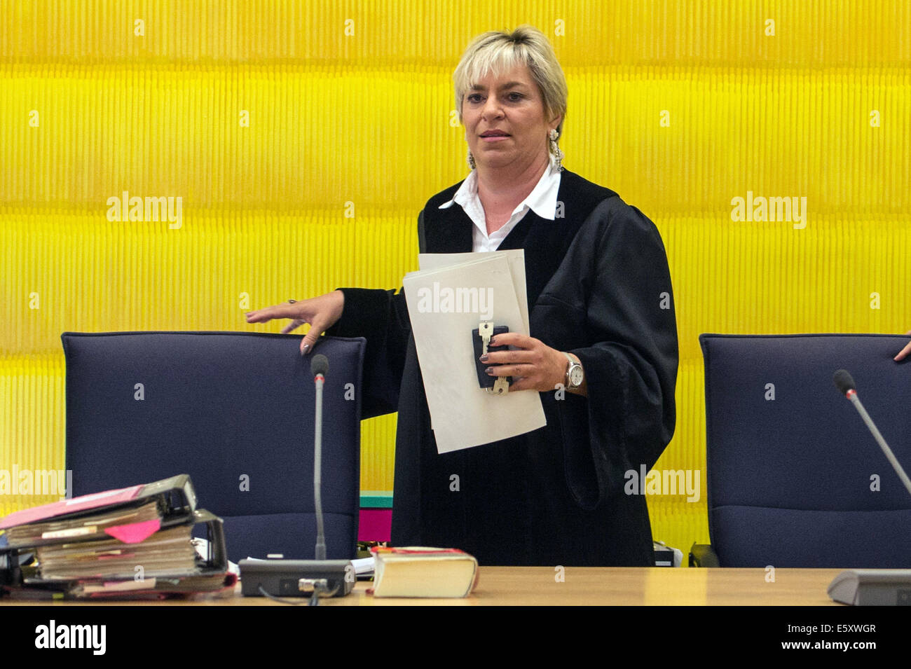 Regensburg, Germany. 08th Aug, 2014. Presiding judge Elke Escher in the ...