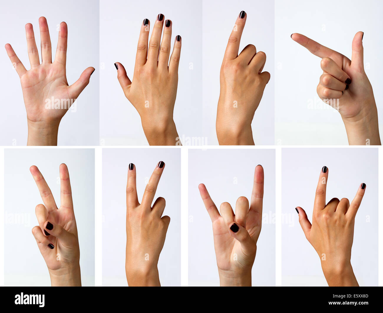woman's hand showing sign closeup on light background Stock Photo - Alamy