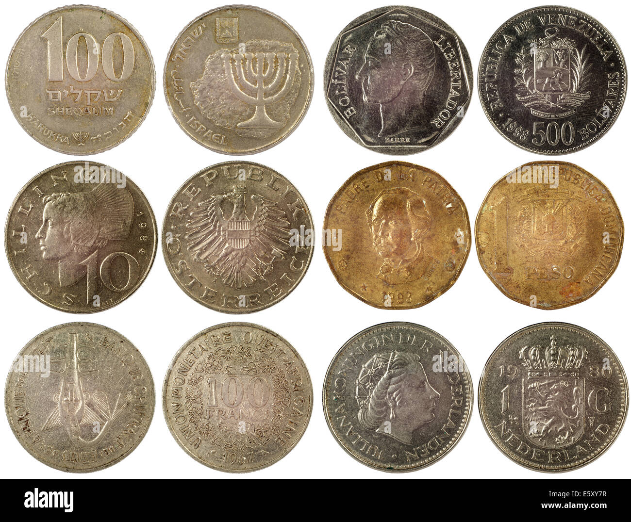 old coins of different countries isolated on white background Stock ...