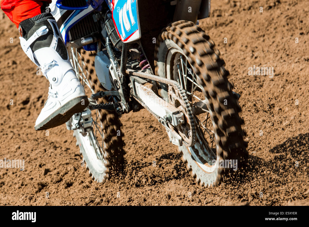 Detail view to the wheel of motocross bike Stock Photo - Alamy
