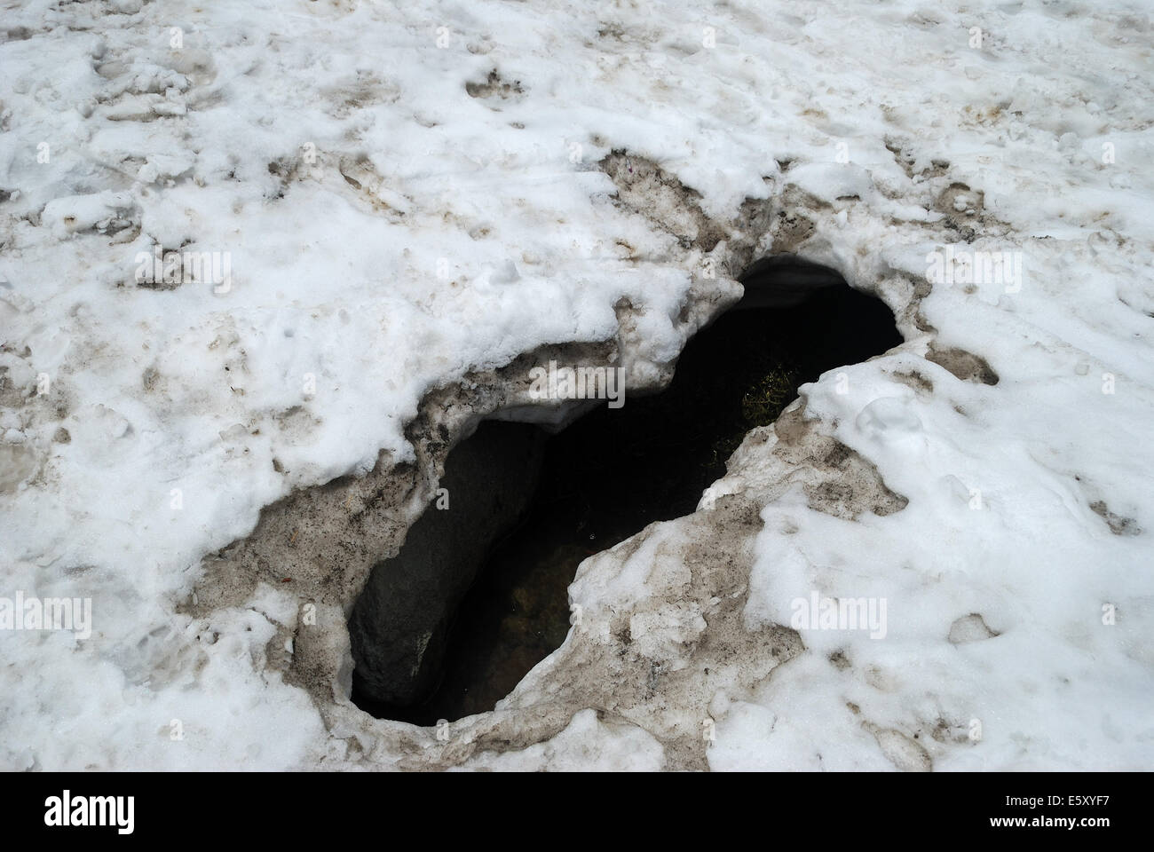 hole in snow covered terrain,kashmir,india Stock Photo - Alamy