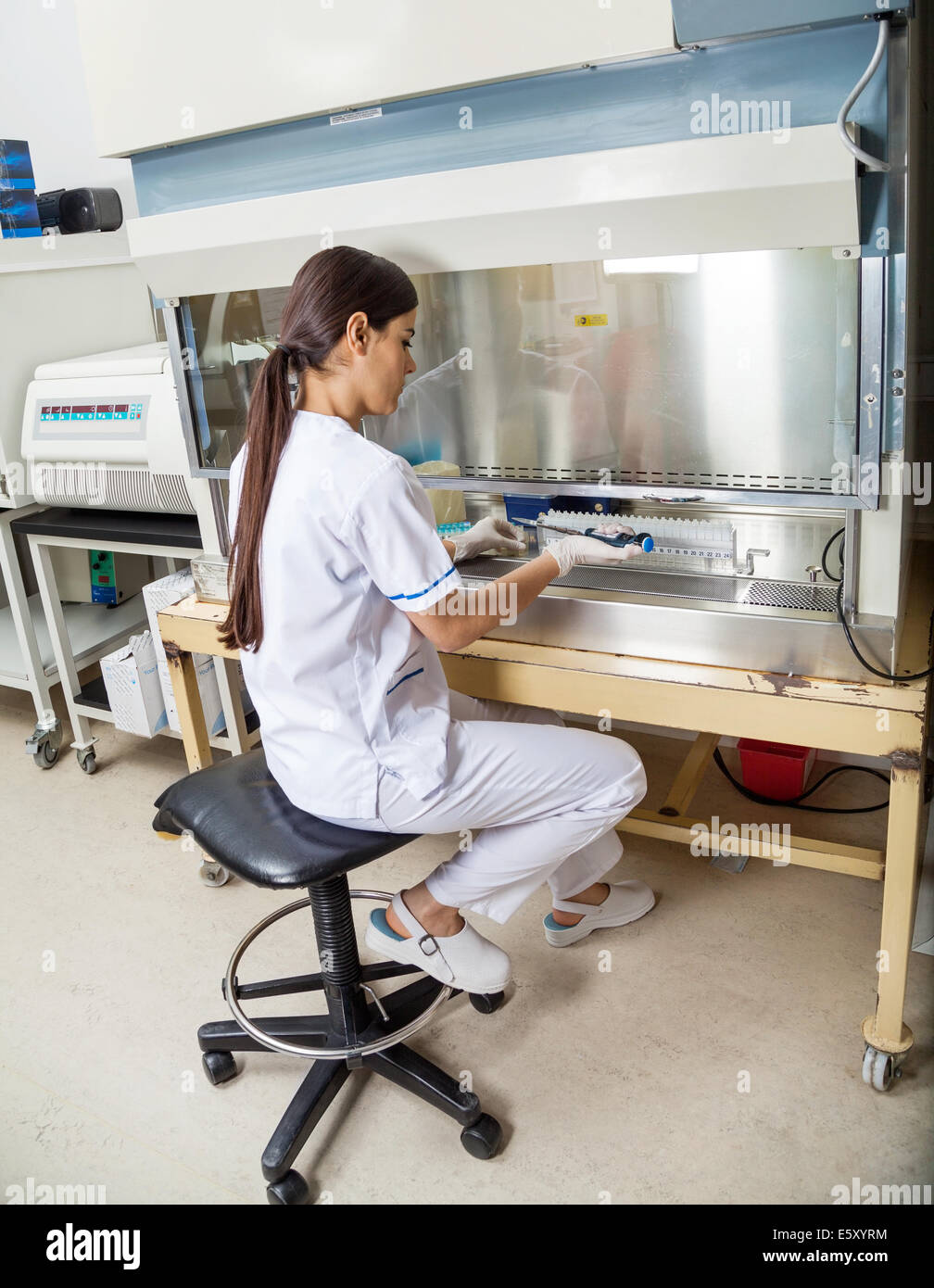 Technician Experimenting In Laboratory Stock Photo - Alamy
