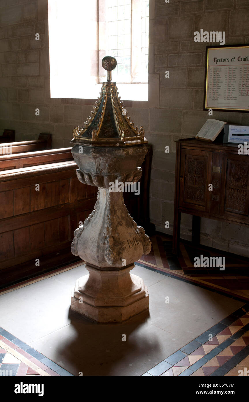 The font, St. James Church, Cradley, Herefordshire, England, UK Stock ...