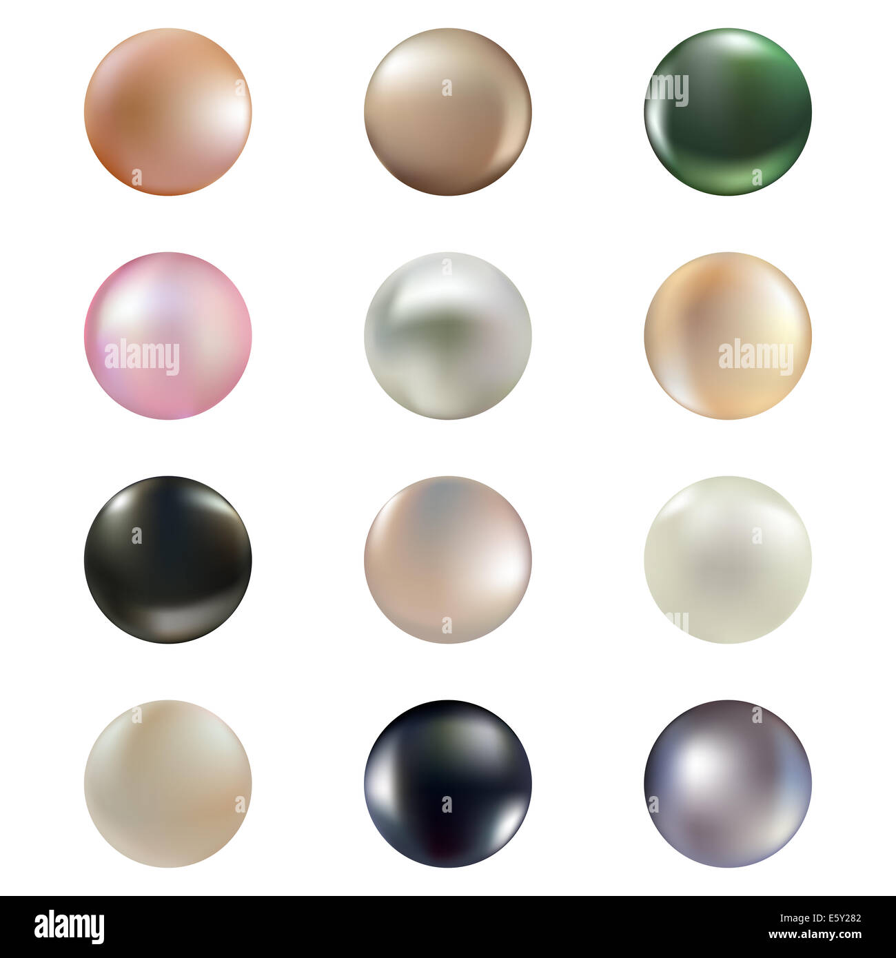 Vector set of isolated pearls of different colors Stock Photo - Alamy