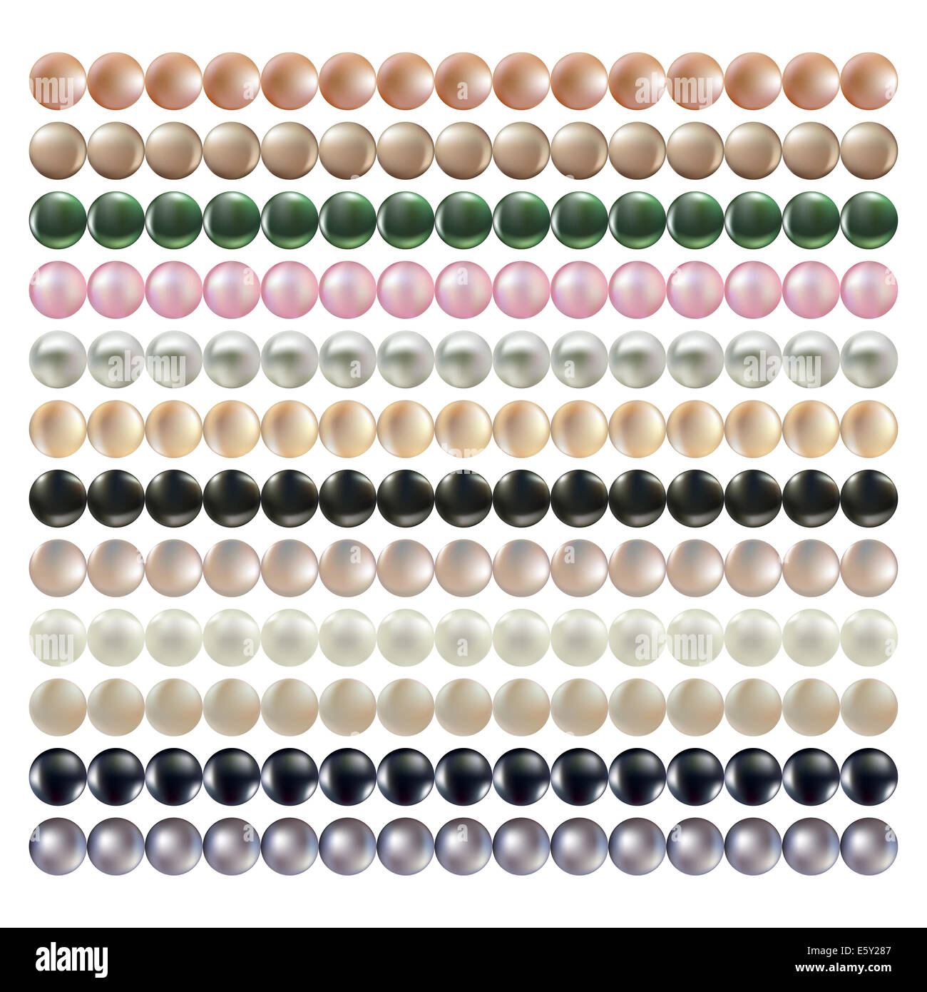 Collection of pearls necklaces of different colors Stock Photo - Alamy