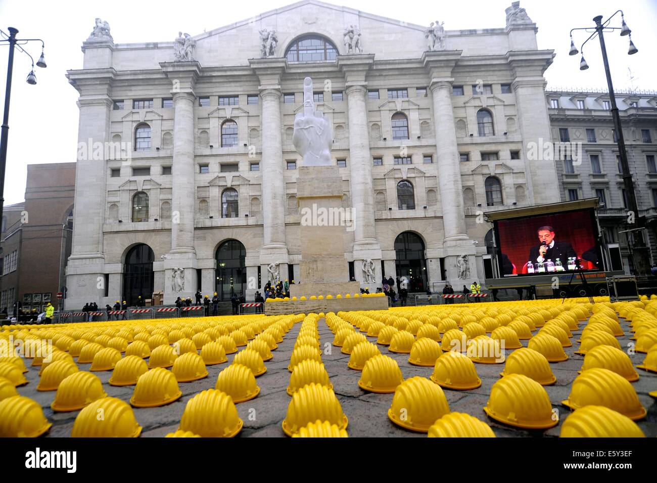 Milano, Italy, protest of construction workers against the economic ...