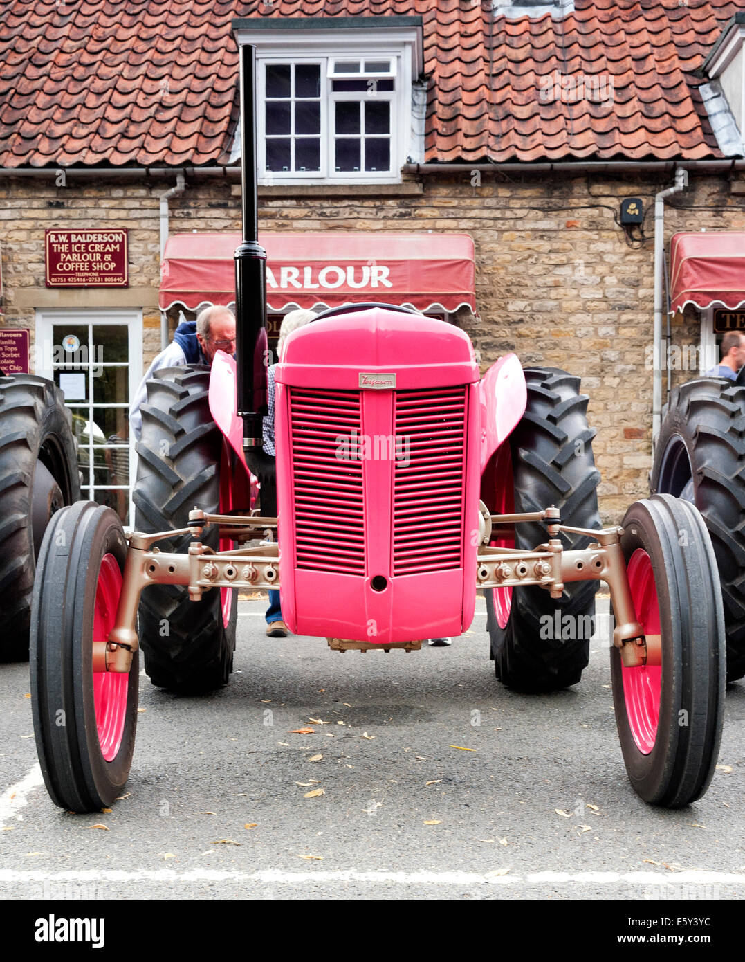 A pink "gray Fergy" tractor on show at Thornton le Dale during ...