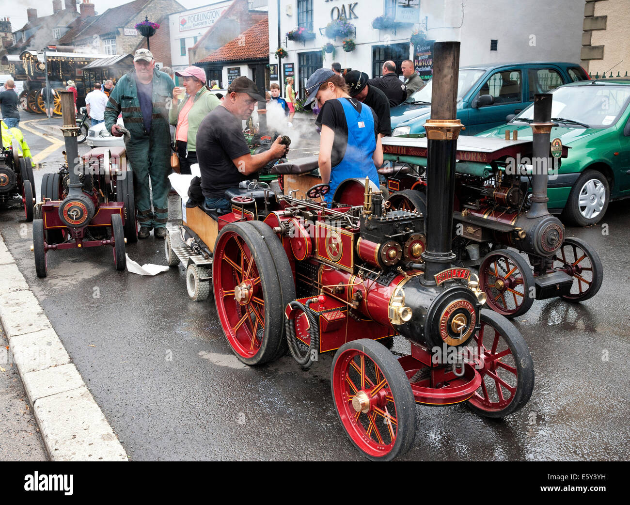 Scale replica traction engines on show at Pickering roundabout during ...