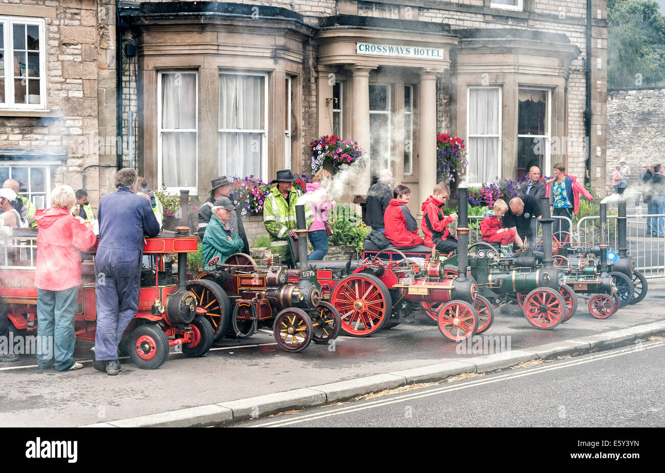 Scale replica traction engines at Pickering roundabout during Pickering ...