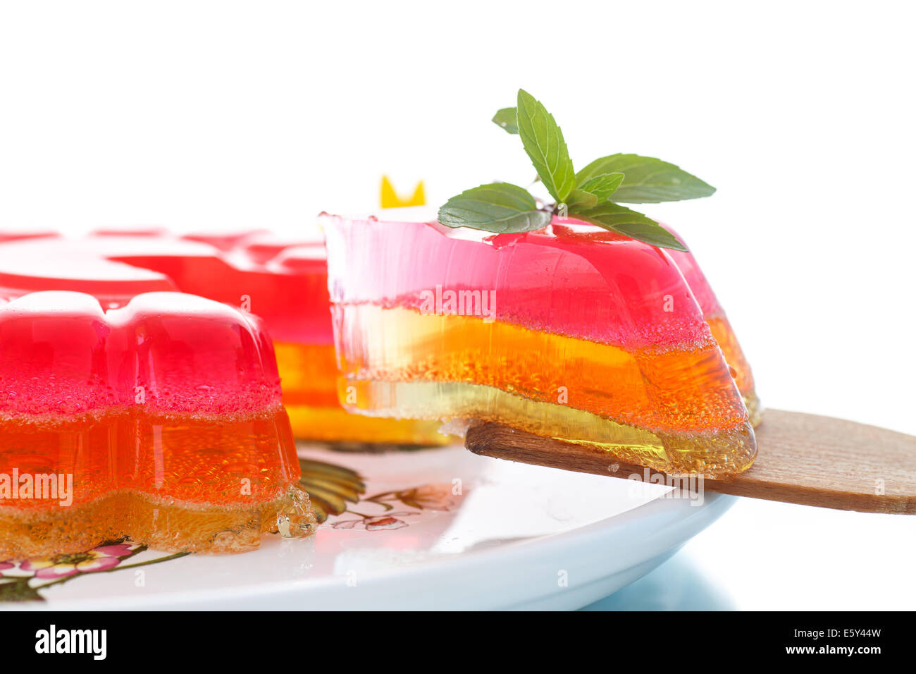 multi-layered fruit jelly isolated on white background Stock Photo - Alamy