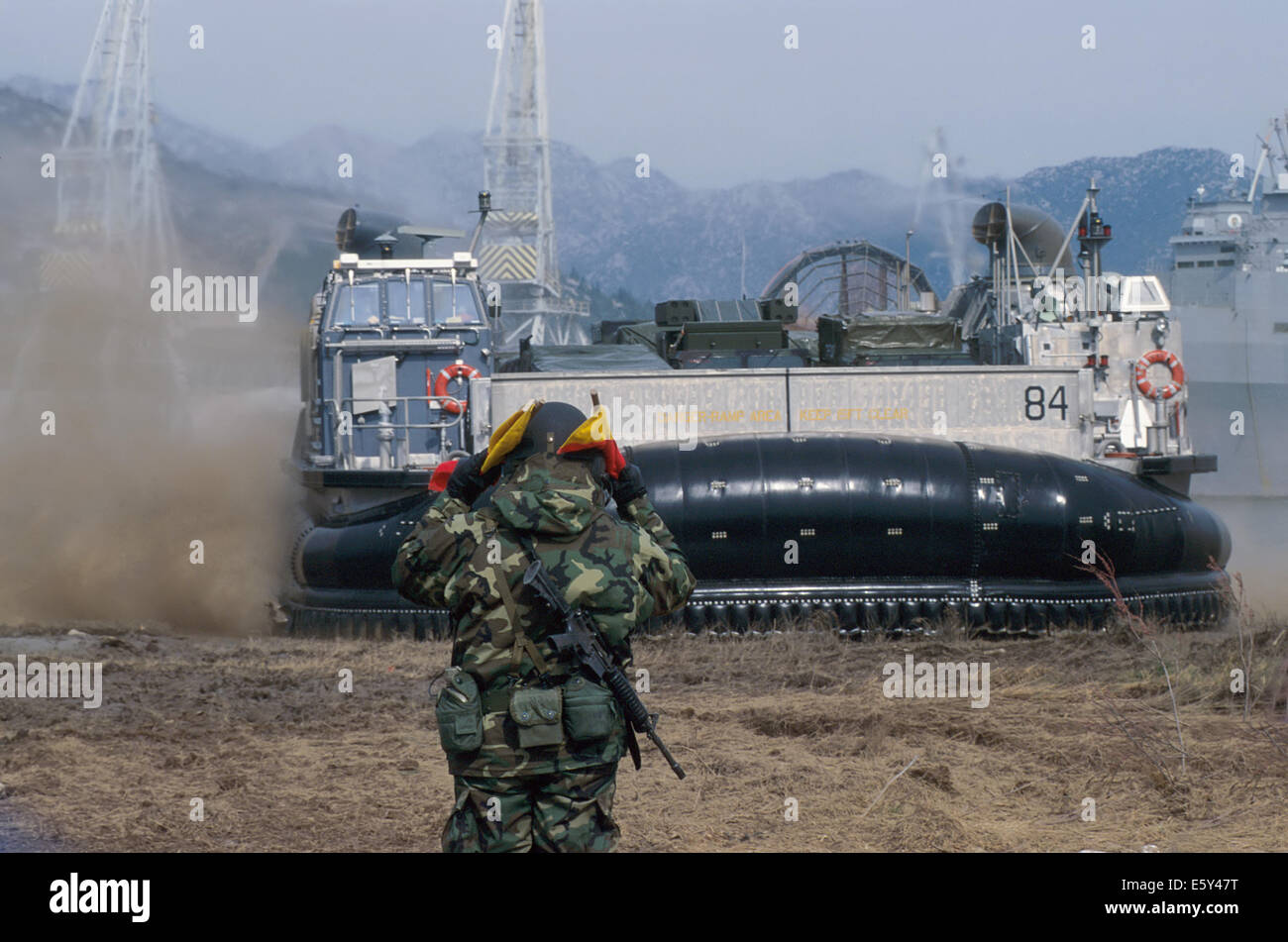 LCAC (Landing Craft Air Cushion) land near the Ploce harbour during ...