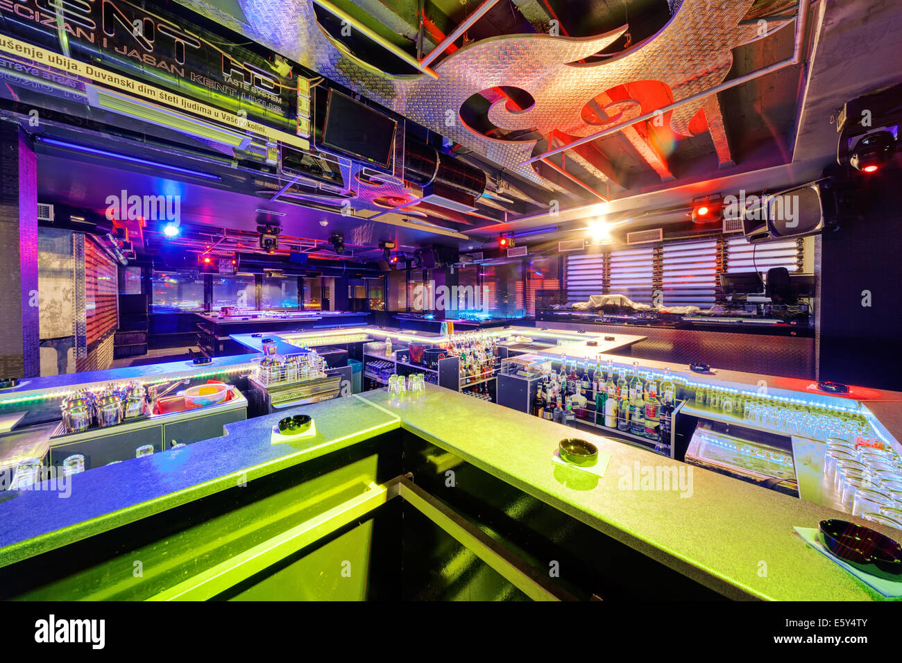 Interior of night club with vivid colors Stock Photo - Alamy