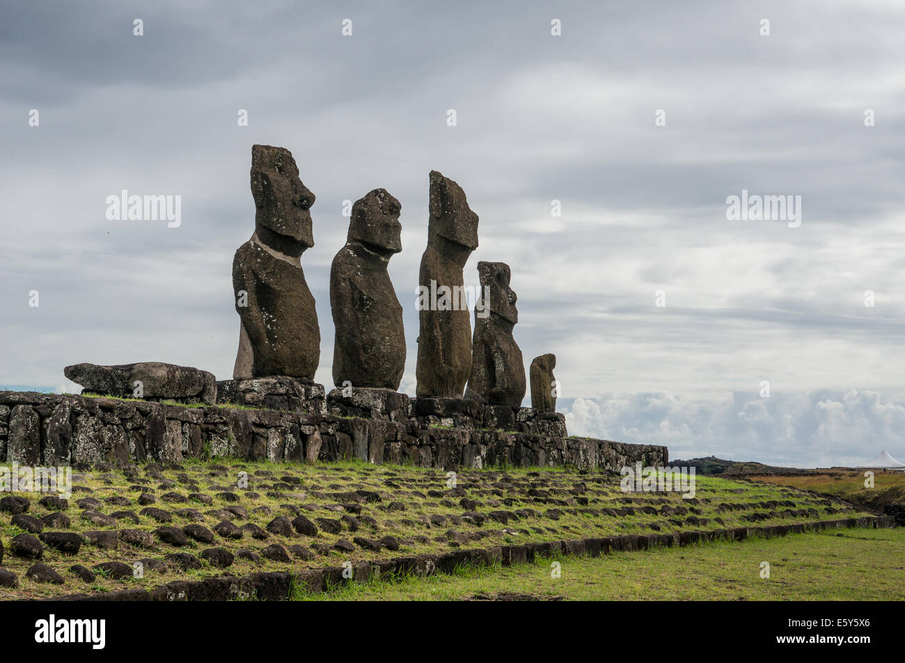 Easter Island moai statues various Stock Photo - Alamy