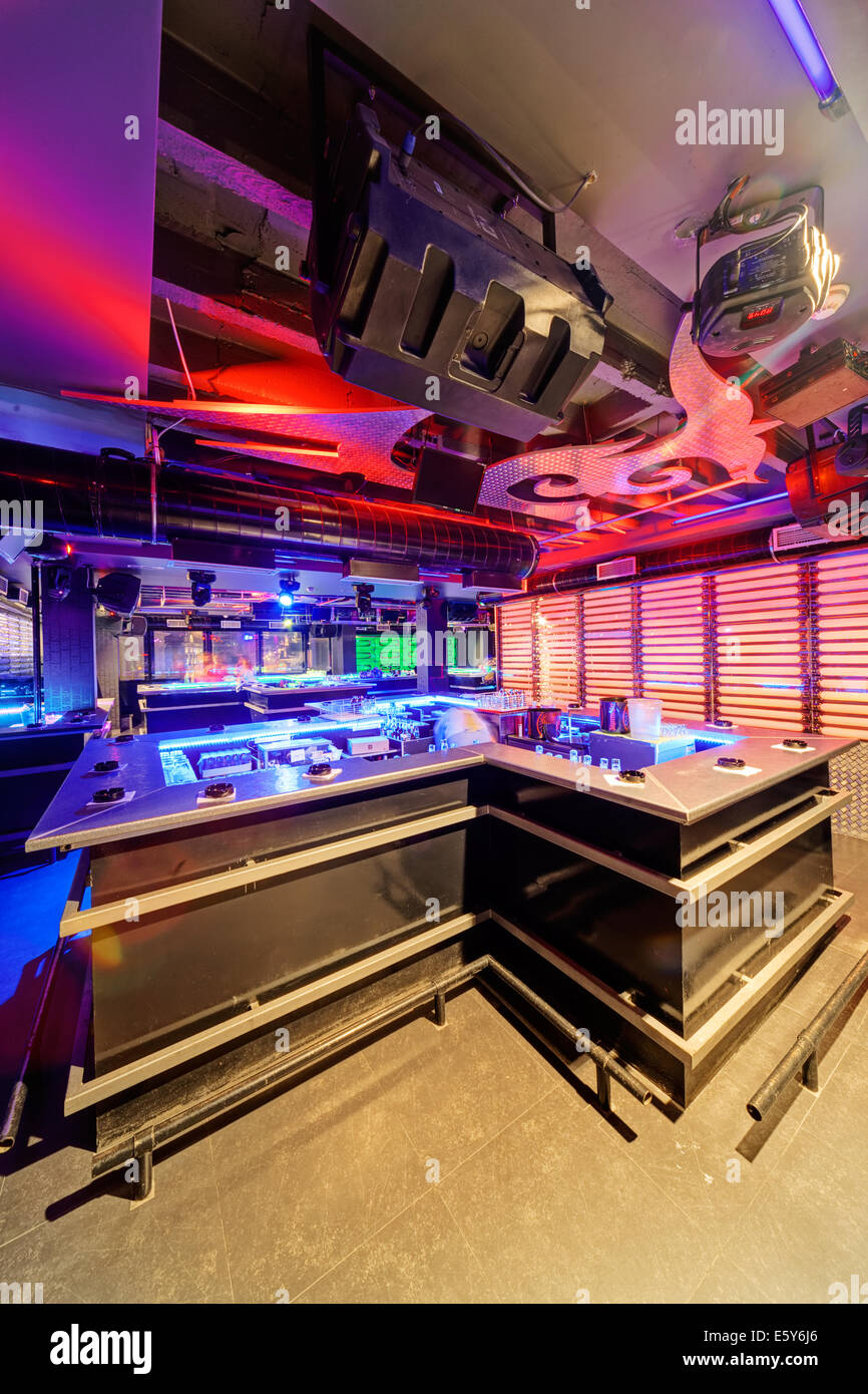 Interior of night club with vivid colors Stock Photo - Alamy