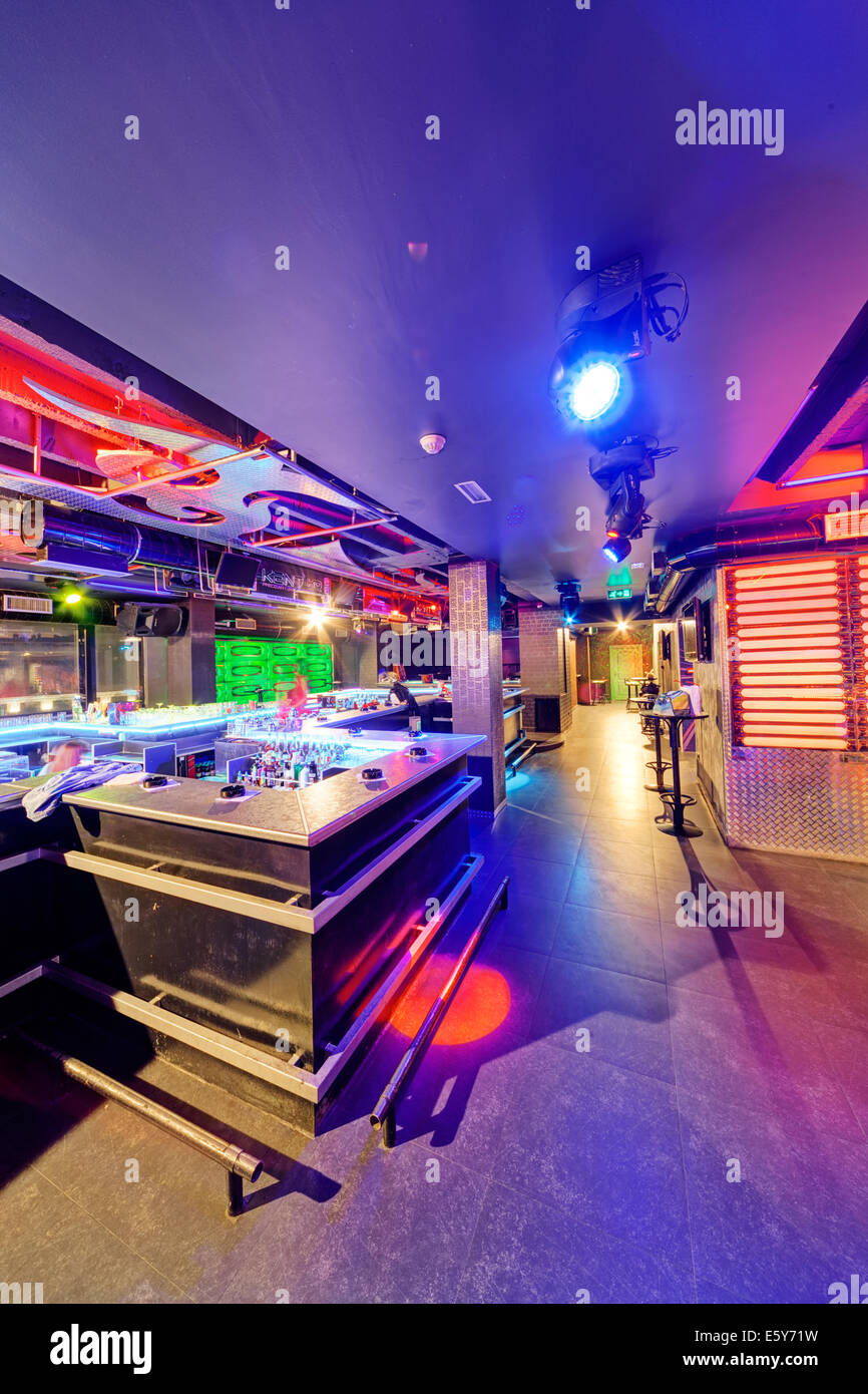 Interior of night club with vivid colors Stock Photo - Alamy