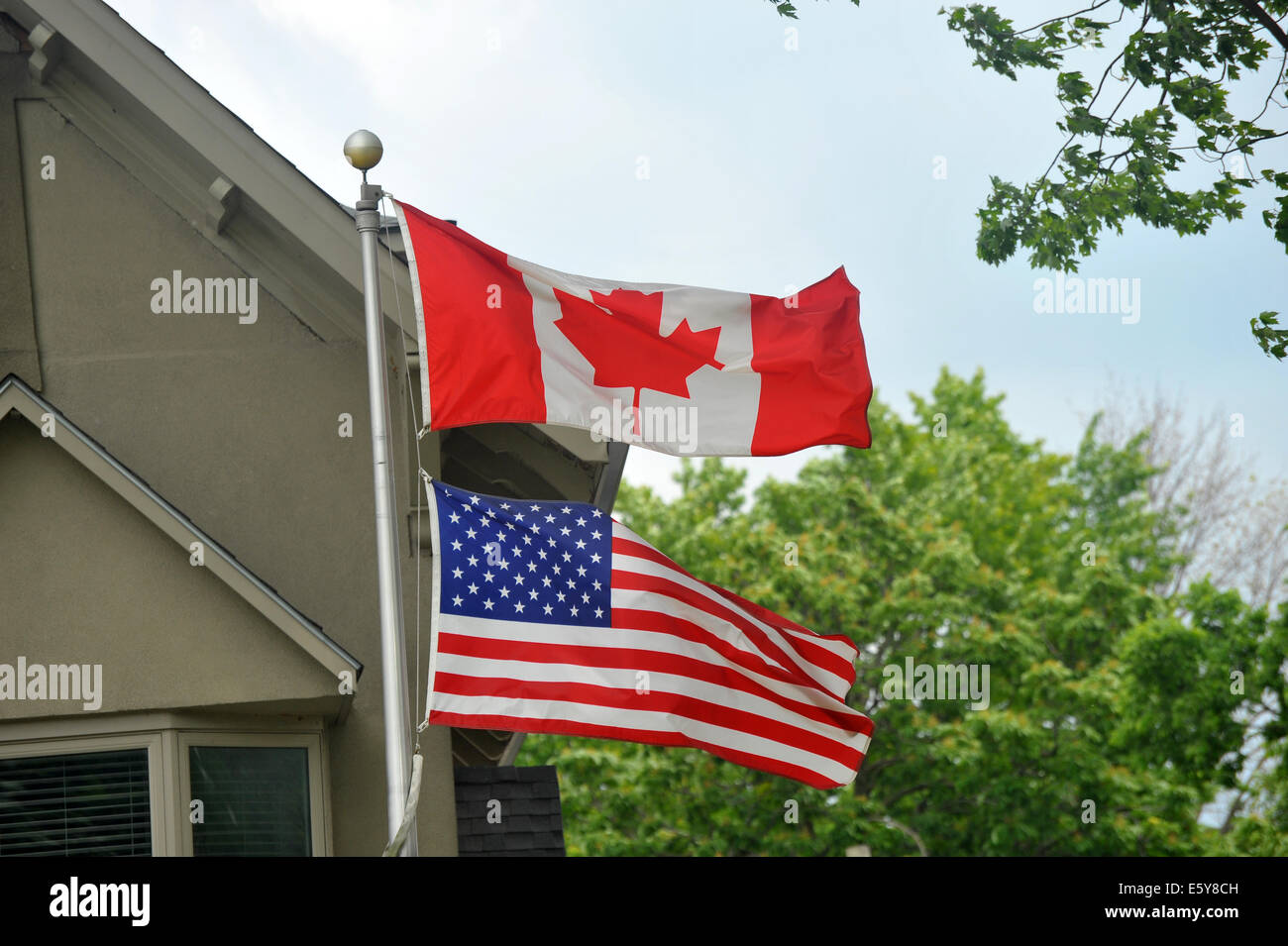 American canadian flags hi-res stock photography and images - Alamy
