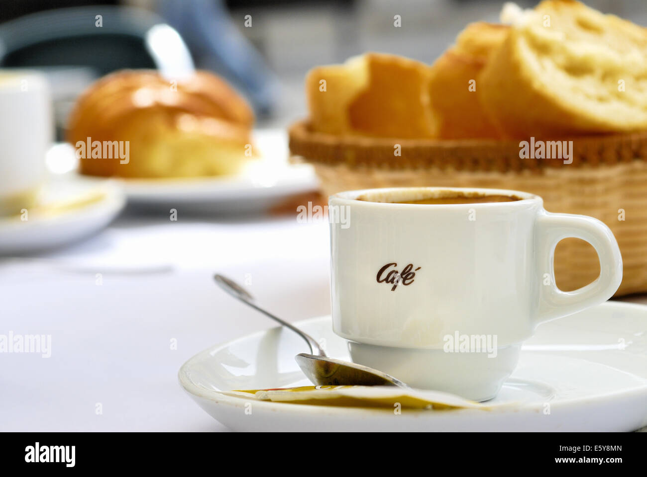 cup of black coffee, outdoor café, Madrid, Spain Stock Photo - Alamy