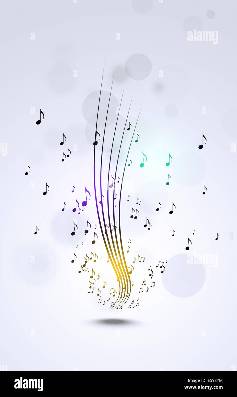 abstract background with music notes lights and bokeh Stock Photo - Alamy