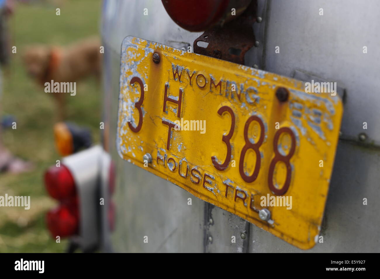 Registration plate from a SIlver Bullet Caravan Stock Photo - Alamy