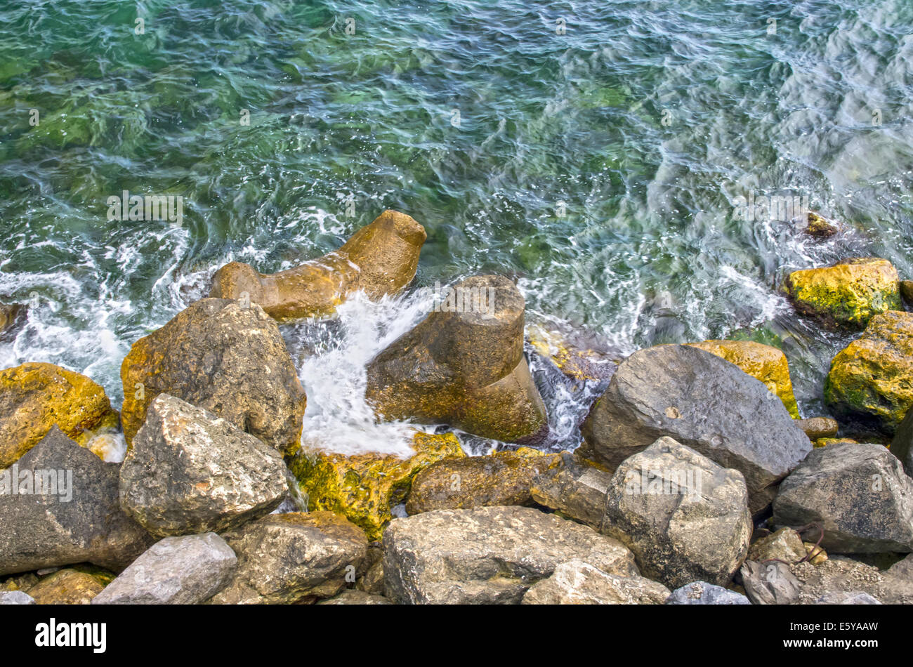 Sea waves breaking in rock coast, Black Sea Stock Photo - Alamy