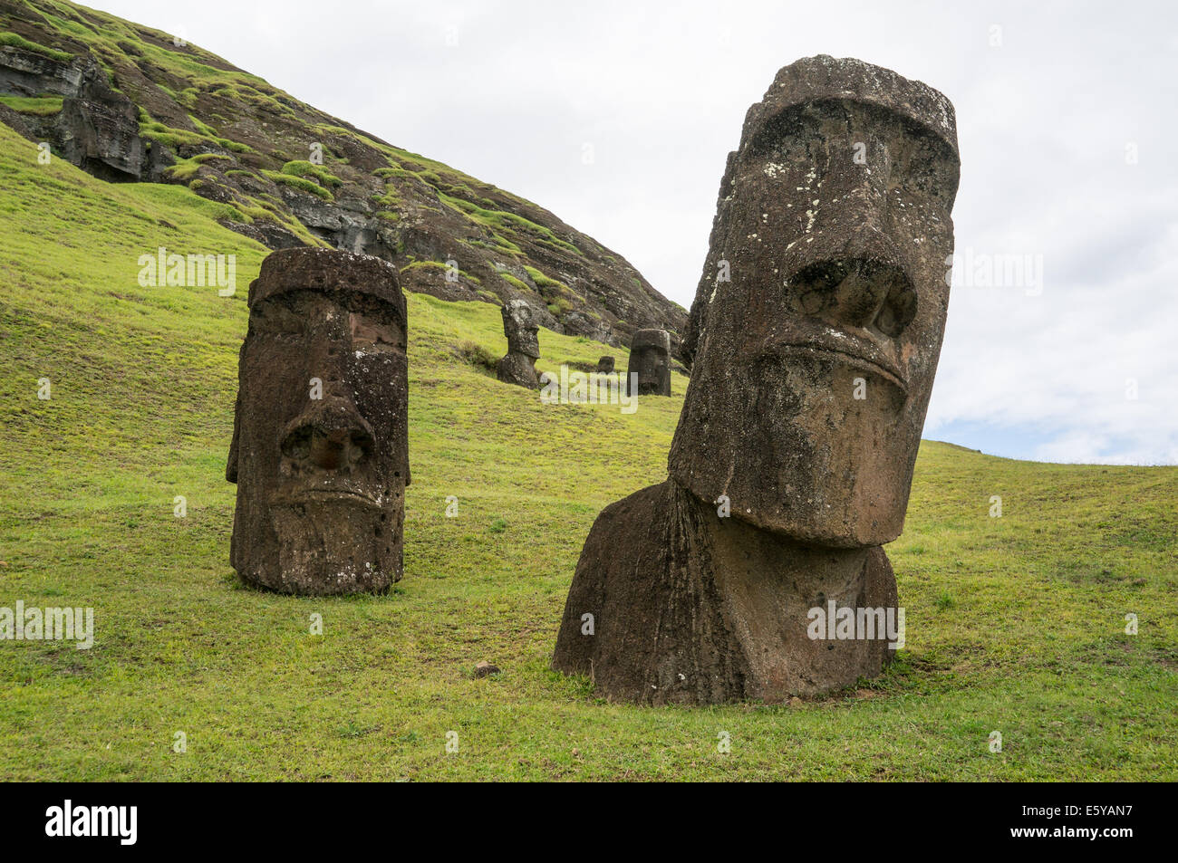 Easter Island moai statues various Stock Photo - Alamy