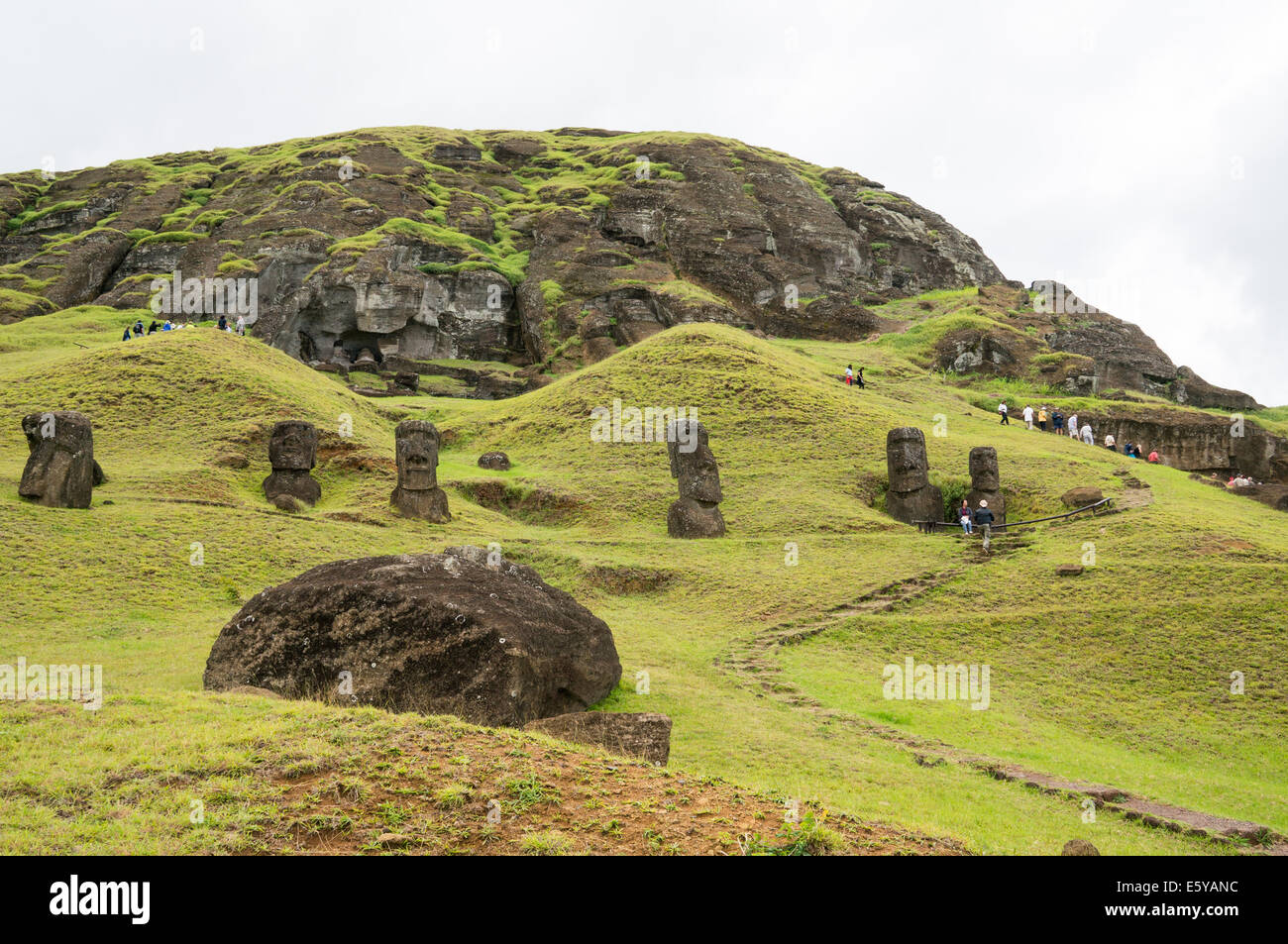 Easter Island moai statues various Stock Photo - Alamy