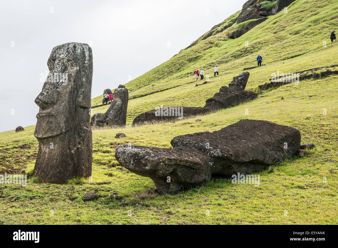 Easter Island moai statues various Stock Photo - Alamy