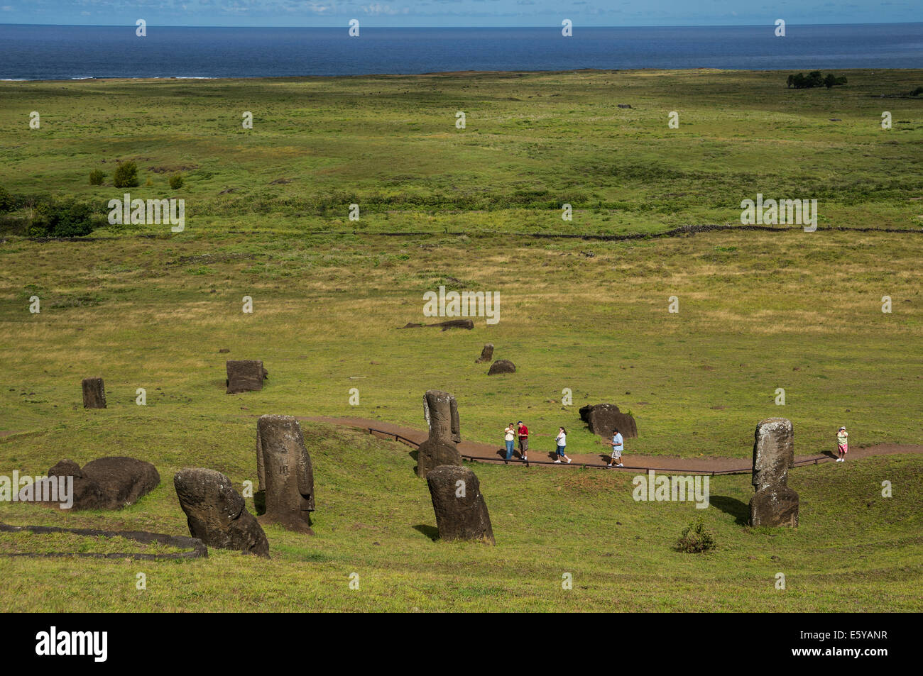 Easter Island moai statues various Stock Photo - Alamy
