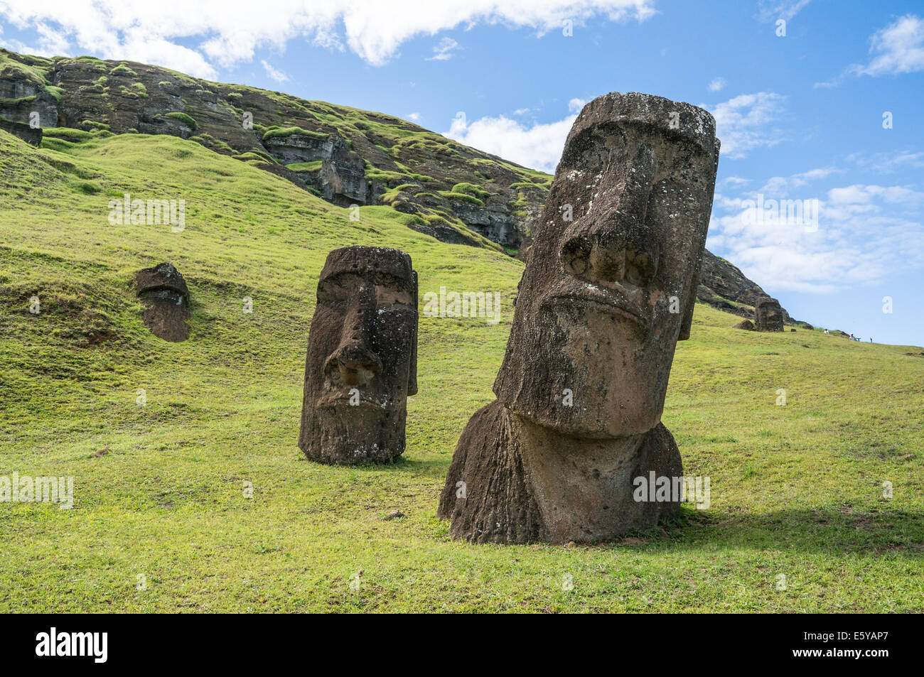 Easter Island moai statues various Stock Photo - Alamy