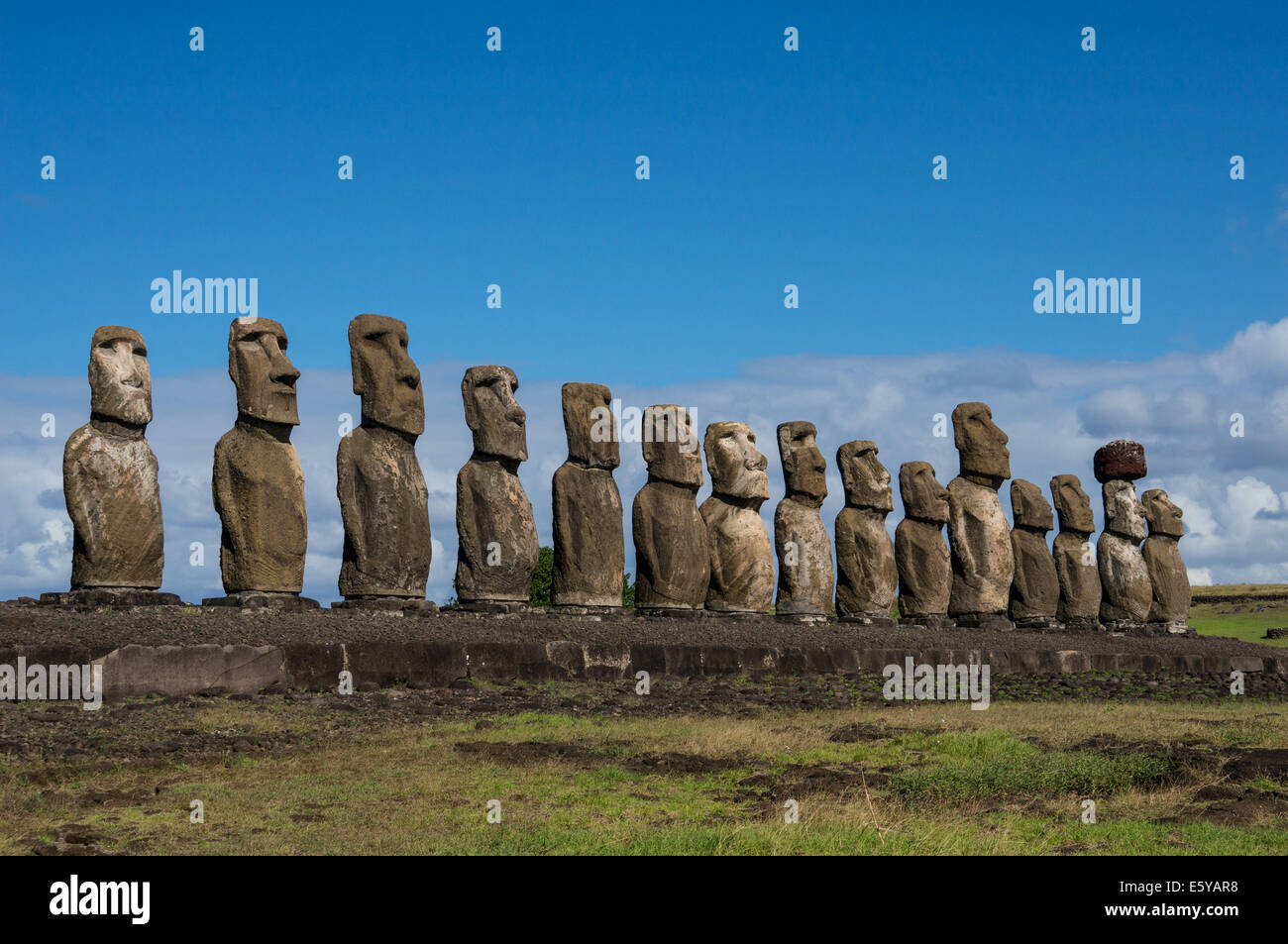 Easter Island moai statues various Stock Photo - Alamy